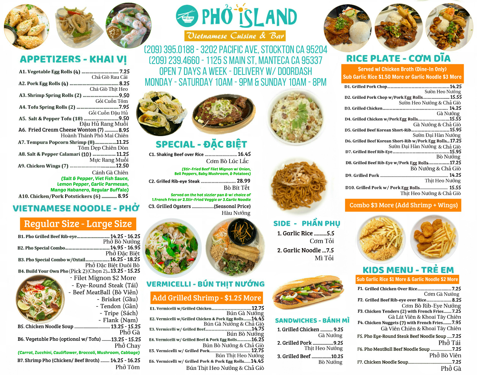 Menu – PHO ISLAND STOCKTON